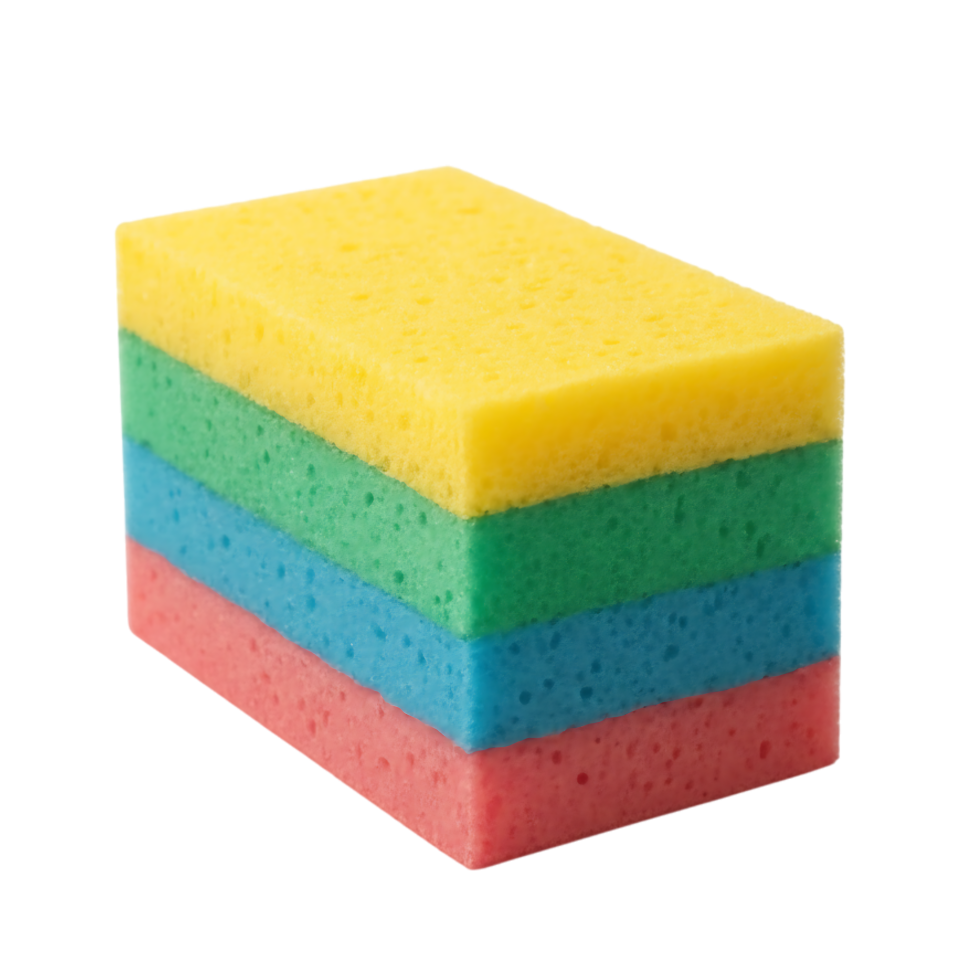 Stacked Multicolored Cleaning Sponges Realistic 3D Kitchen Hygiene PNG ...