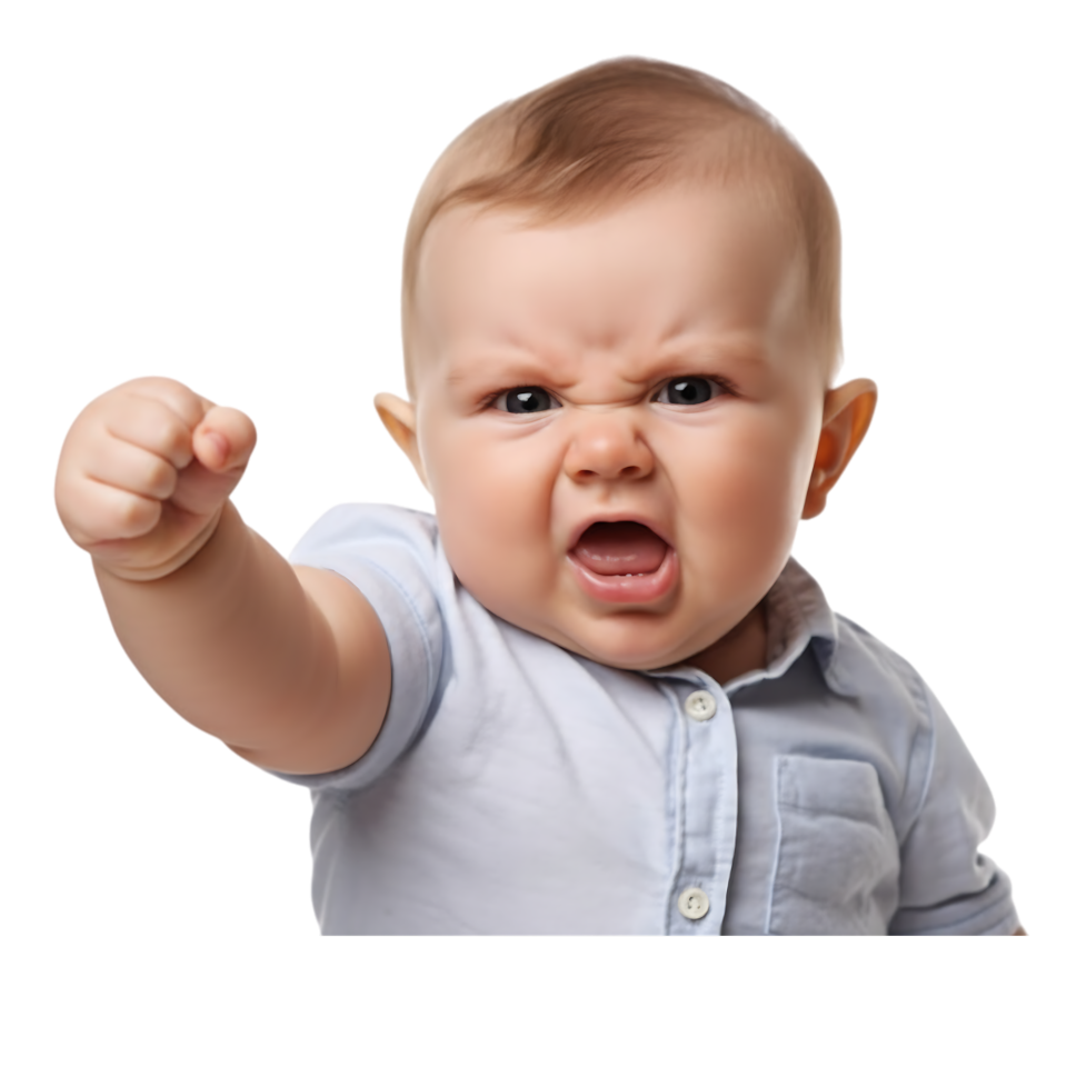 Angry Baby Shouting with Clenched Fist PNG Cutout for Humorous and ...